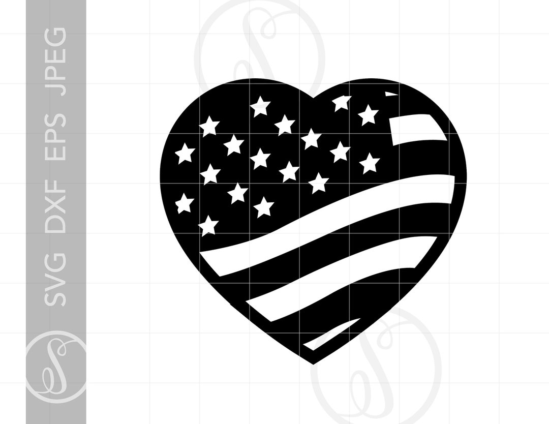 US Flag Heart Svg | US Flag Heart Cricut Silhouette Cut File | USA Flag ...