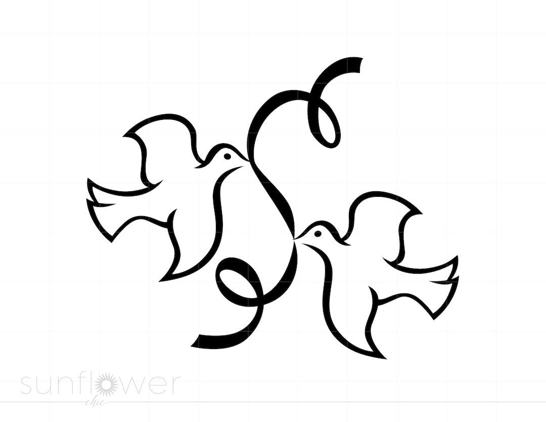 Doves With Ribbon Svg Download, Wedding Doves With Ribbon Svg Jpg Png ...