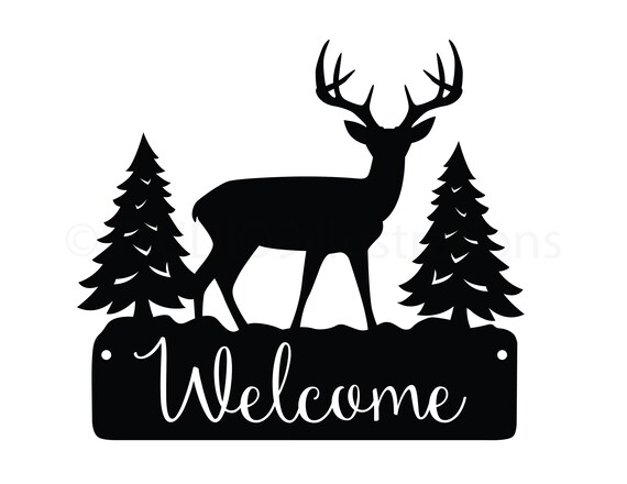 Deer Welcome Sign SVG Cut File Deer Welcome Silhouette - Etsy