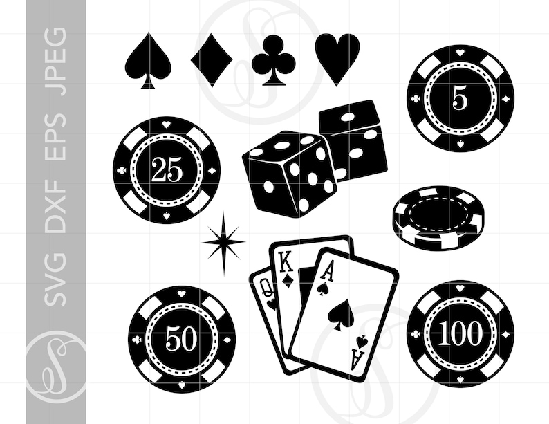 CASINO Clip Art Svg Cut Files Clipart Downloads Poker Clipart Svg Dxf ...