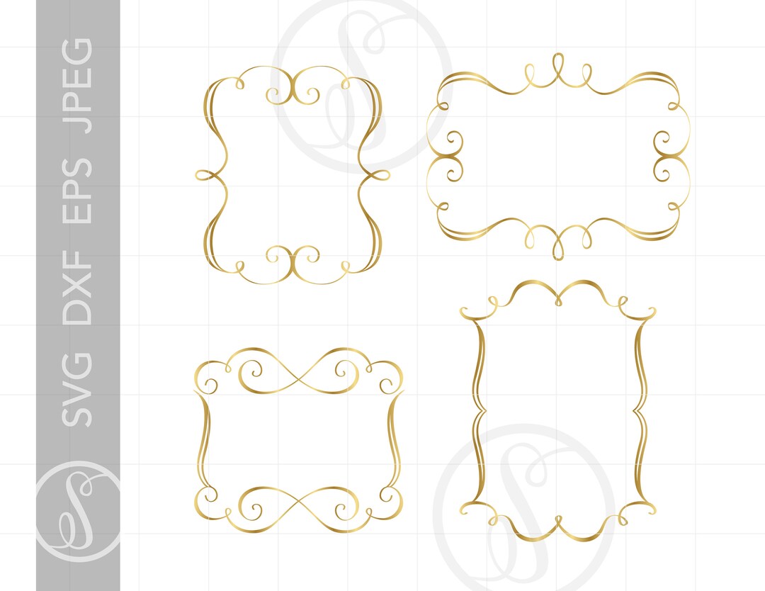 Gold SVG Clipart Borders Dxf Eps Jpeg Gold Doodle Frames Cut File ...