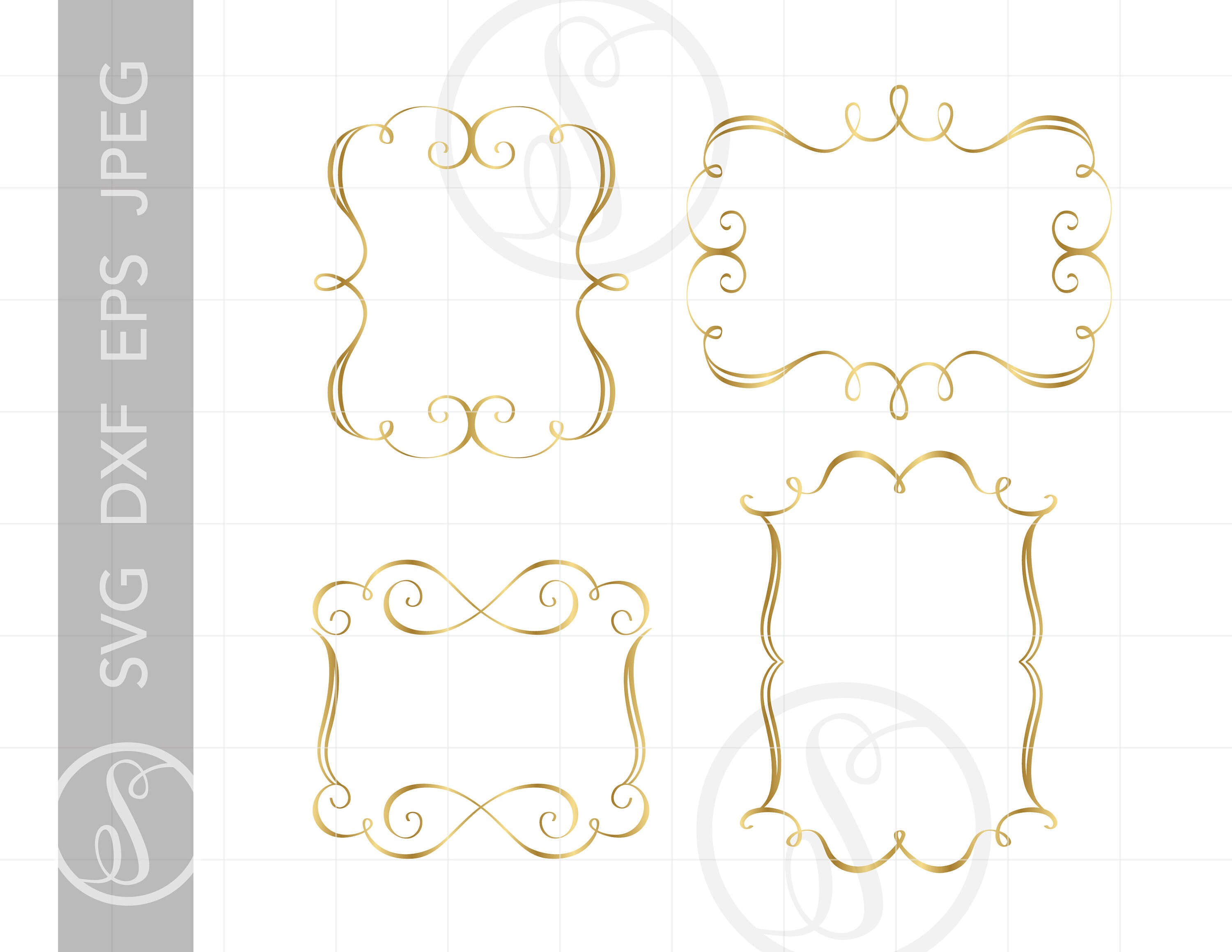 Gold SVG Clipart Borders Dxf Eps Jpeg Gold Doodle Frames Cut - Etsy