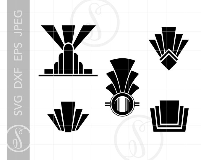 Art Deco Art Svg Cut Files Clipart Downloads Art Deco Svg - Etsy