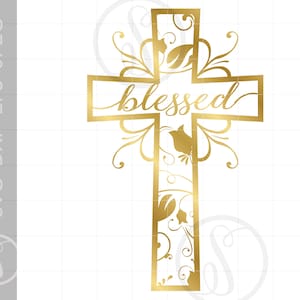 Gold Blessed Cross SVG Cross Clipart Cross Cut File for - Etsy