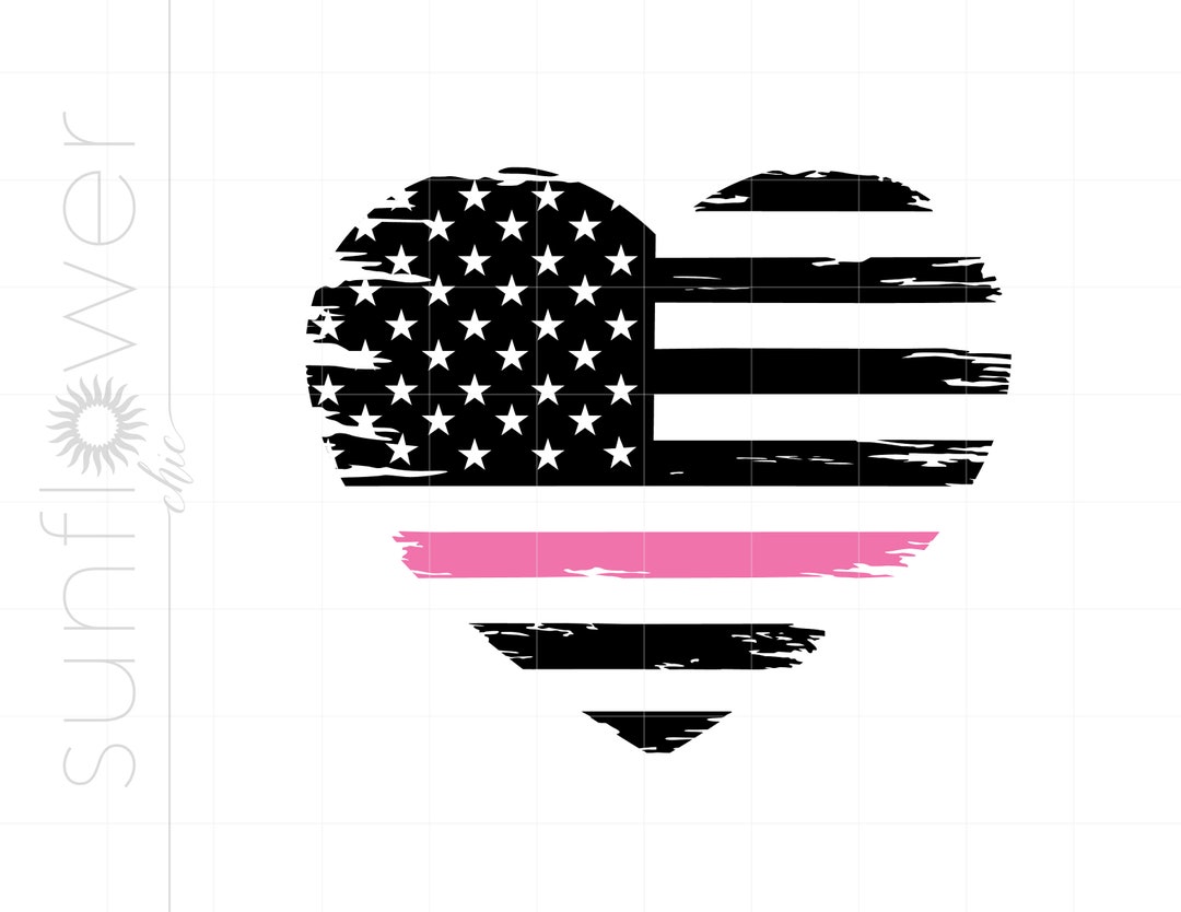 American Flag Heart Svg | Breast Cancer Svg Cut Files | Pink Line Flag ...