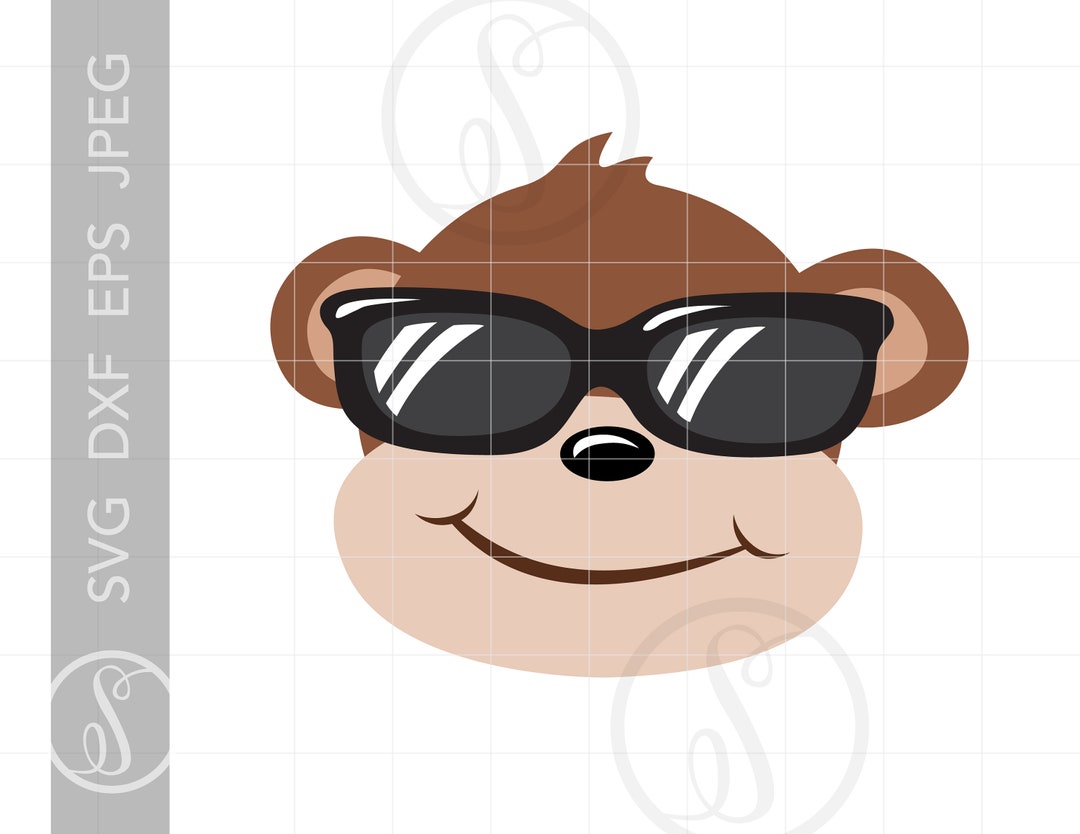 Cool Sunglasses Monkey SVG | Cool Monkey Clipart | Cool Monkey Cut File ...