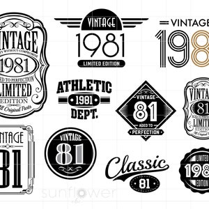 1981 SVG Bundle Downloads | 1981 SVG Clipart Designs | 1981 Birthday ...
