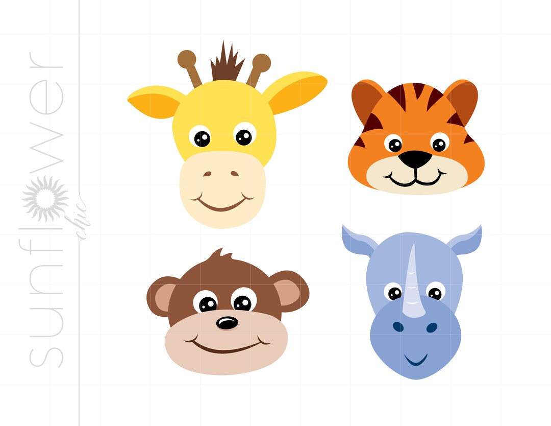JUNGLE ANIMALS Svg Cut File Downloads | Giraffe Svg Tiger Svg Monkey ...