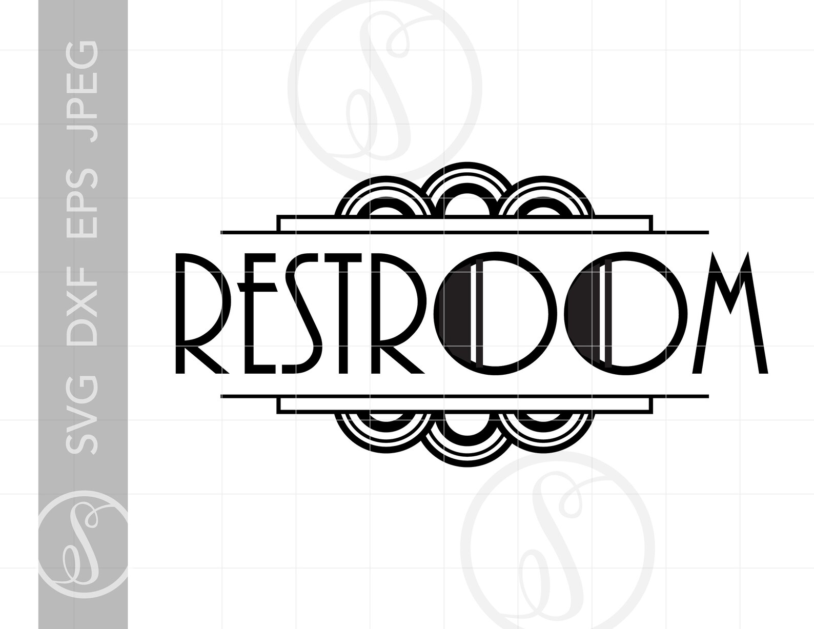 Art Deco RESTROOM Sign Art | Party SVG Dxf Eps Jpeg Art Deco Cut File ...