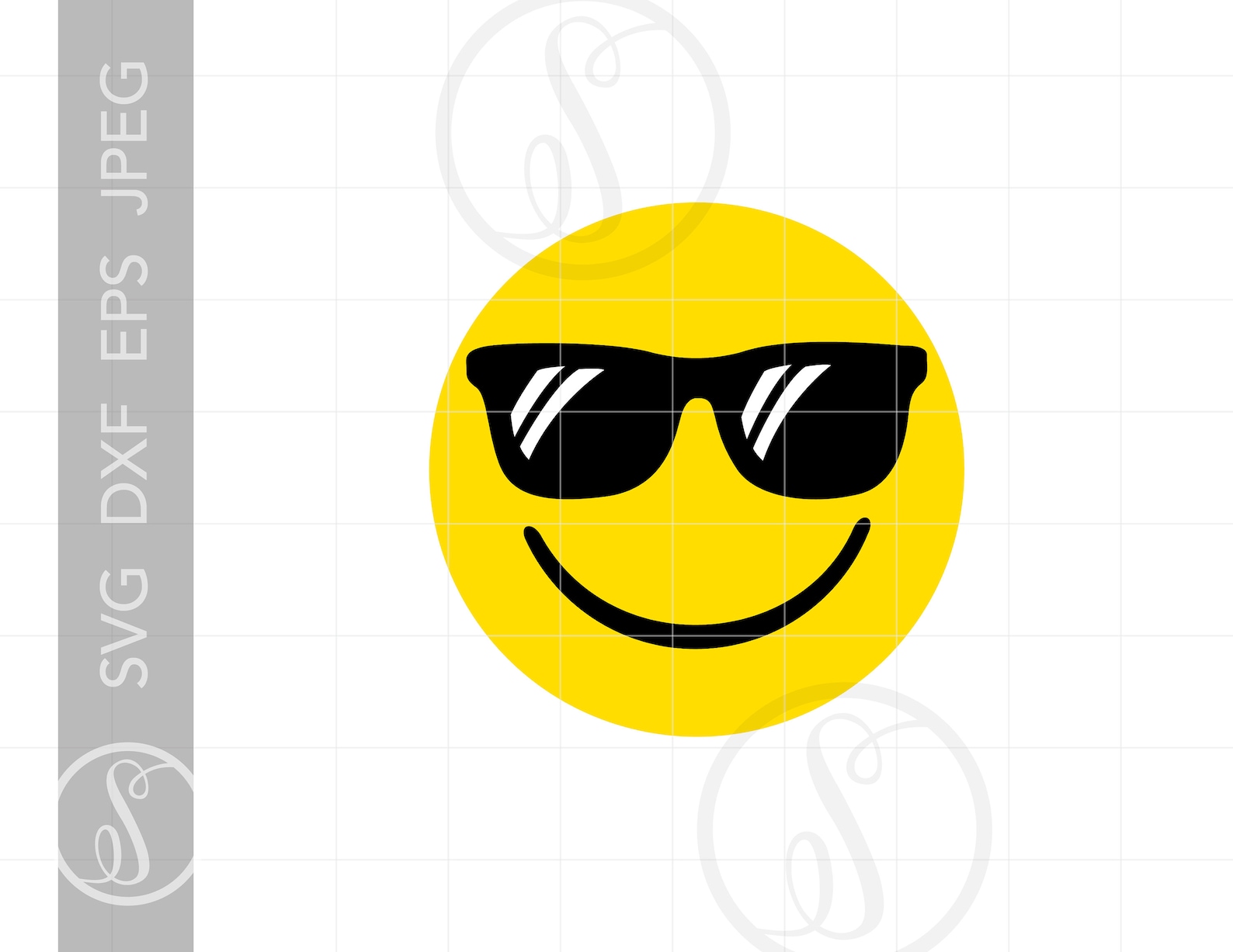 Smiley Face Sunglasses SVG Clipart Smiley Face Silhouette - Etsy