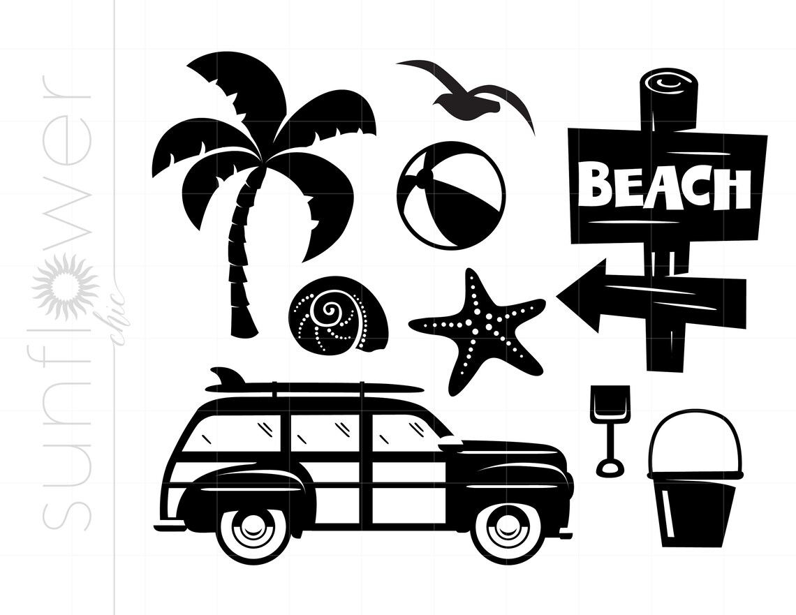 BEACH Svg Cut File Clipart Downloads Beach Vacation Svg Dxf - Etsy