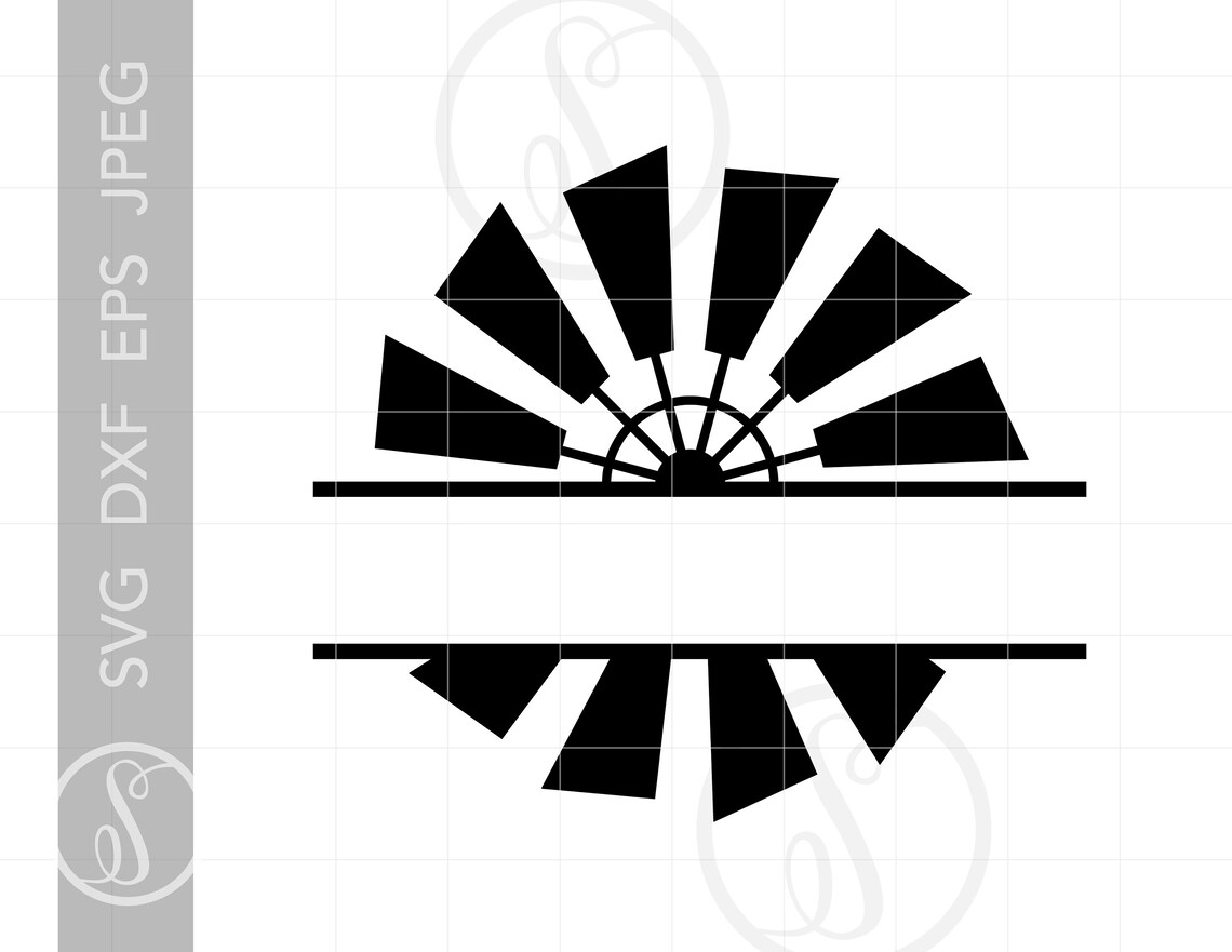 Windmill Split Frame SVG Windmill Split Frame Silhouette Cut | Etsy