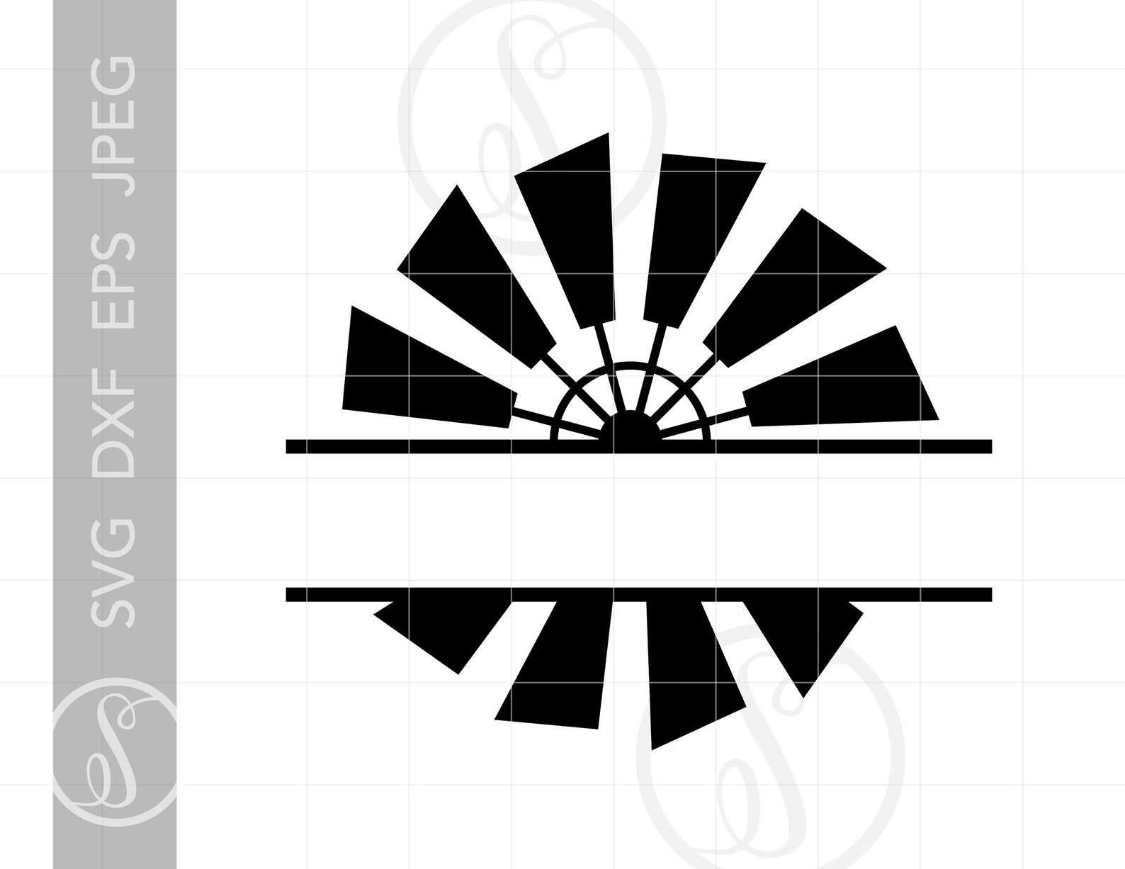 Windmill Split Frame SVG Windmill Split Frame Silhouette Cut | Etsy