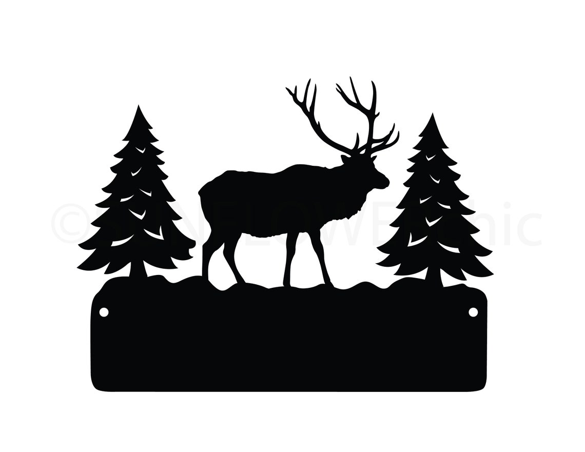 Elk Sign Template SVG Cut File Elk Silhouette Download Elk - Etsy