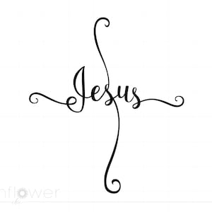 Jesus Script Cross Svg, Christian Faith Clipart Downloads, Jesus Svg ...