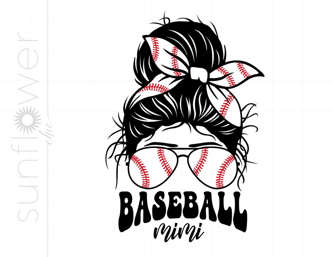 Baseball Mimi Svg | Baseball Messy Bun Svg Cut Files | Baseball Mimi ...