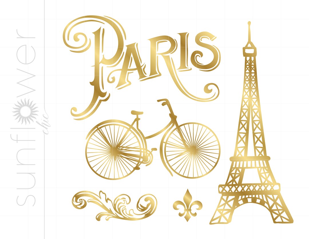Gold PARIS Svg Cut File Clipart Downloads | Gold Parisian Svg Dxf Pdf ...