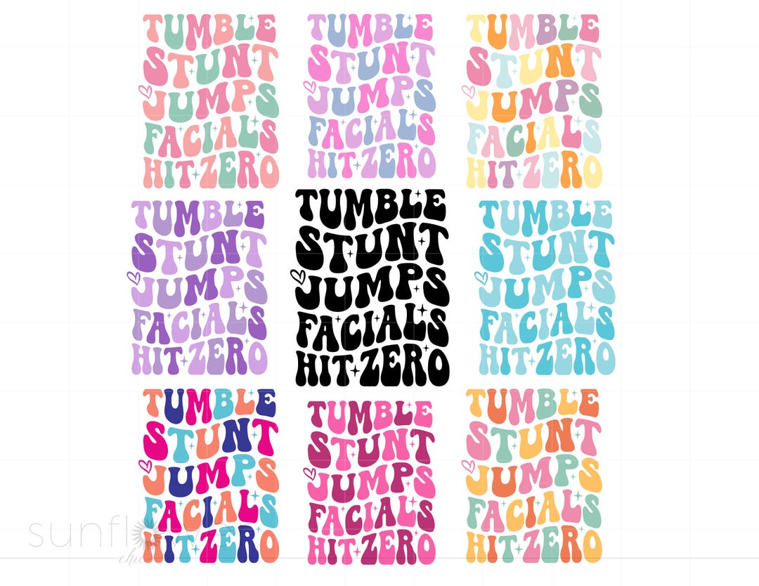 Tumble Stunt Jumps Facials Hit Zero Svg Bundle, Cheer Shirt Sublimation ...