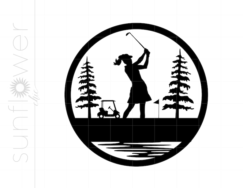 Lady Golfing SVG | Girl Golfer Silhouette Download Cut File Monogram ...