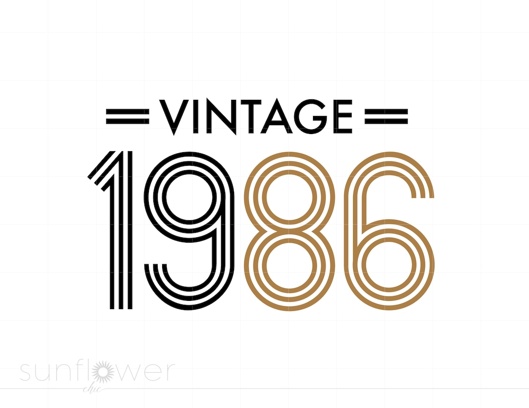 1986 Birthday Svg, Vintage 1986 SVG Clipart, Vintage 1986 Cut File ...