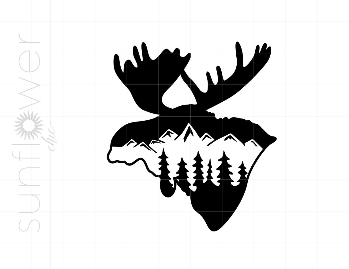 Moose Head SVG Moose Mountains Svg Moose Silhouette Cricut - Etsy