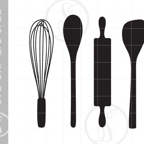 Baking Utensils SVG Clipart Baking Tools Silhouette Cut File - Etsy