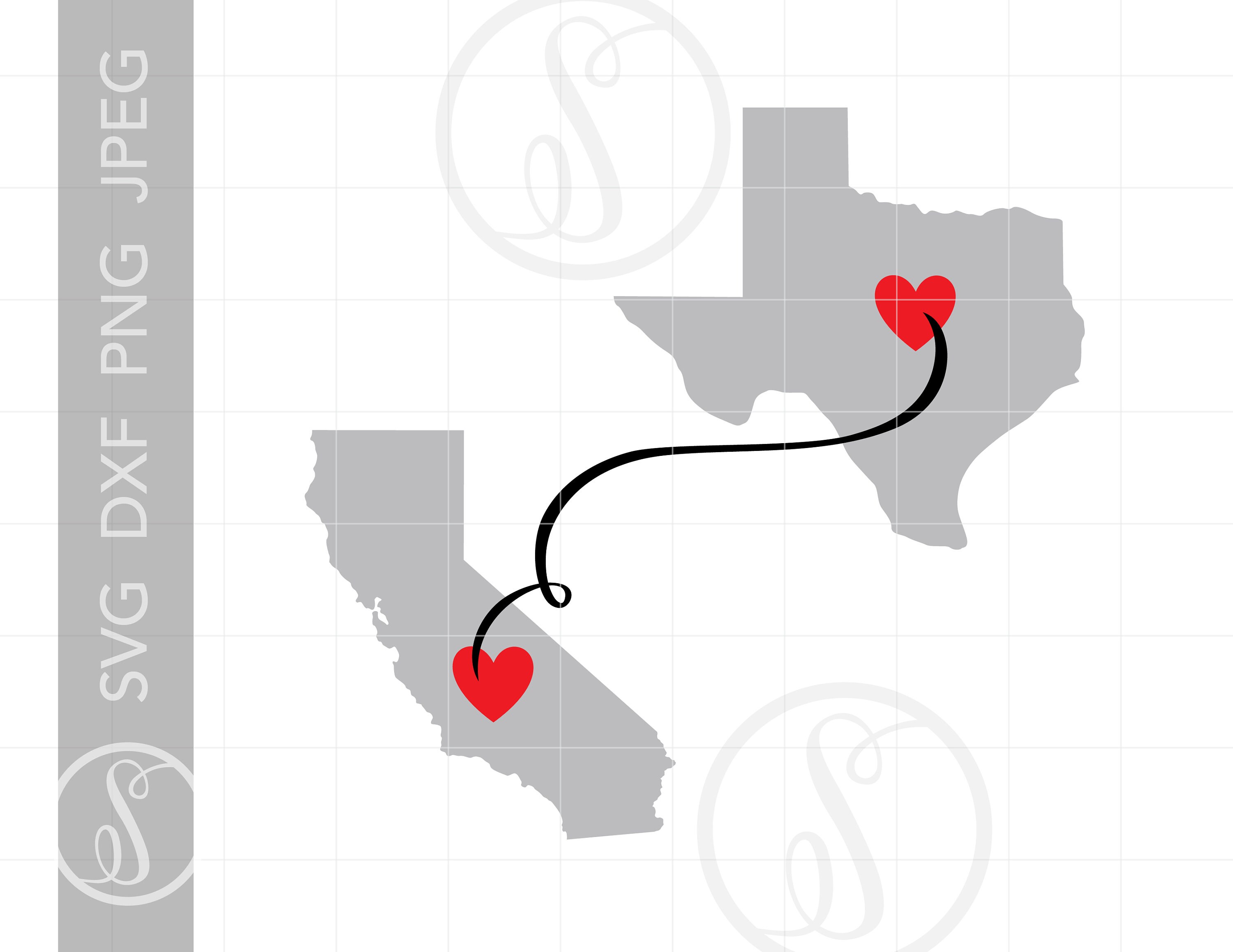 State to State SVG State to State Silhouette Cut Files - Etsy