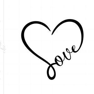 Love Script Heart SVG Clipart Love Script Heart Silhouette Cut File ...