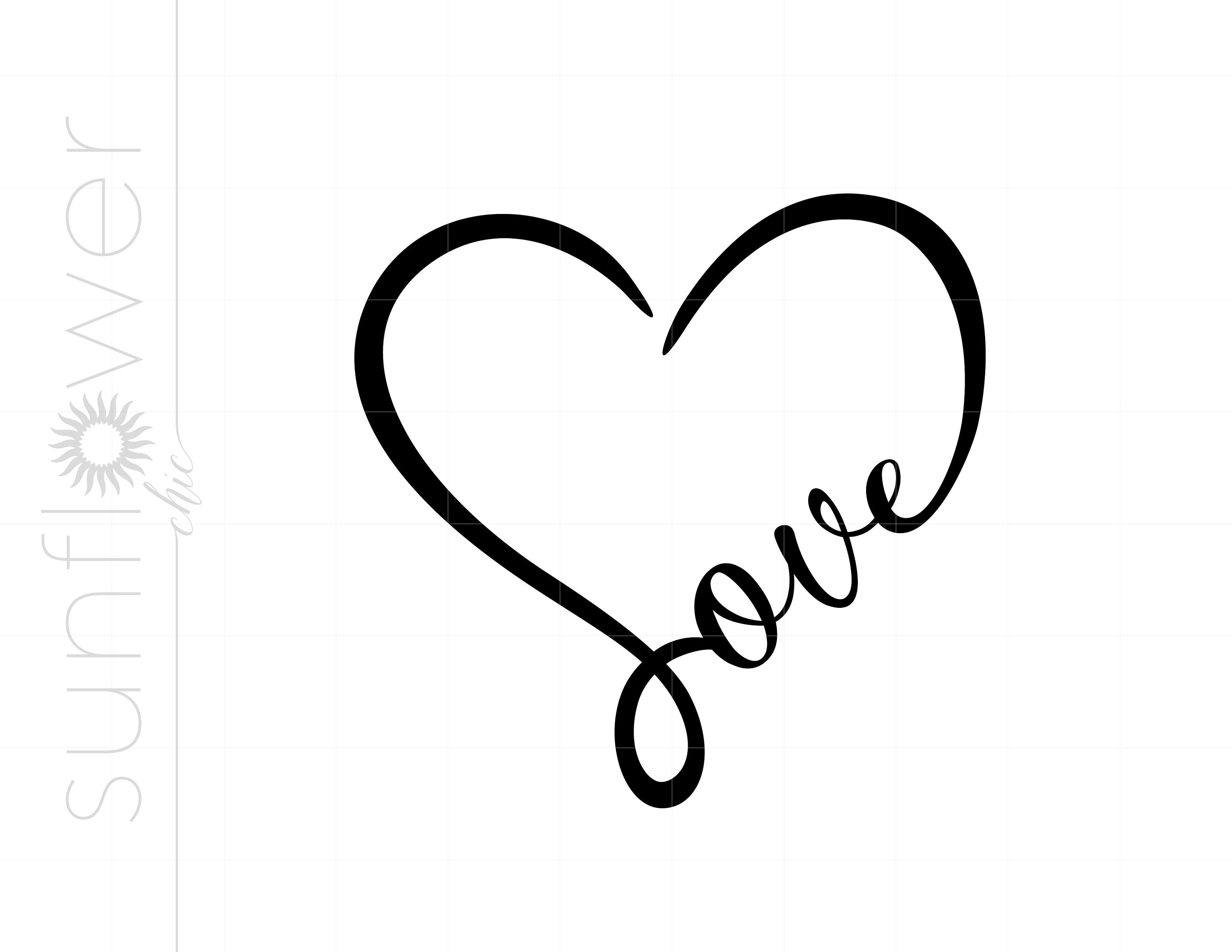 Love Script Heart Svg Clipart Love Script Heart Silhouette Etsy Ireland