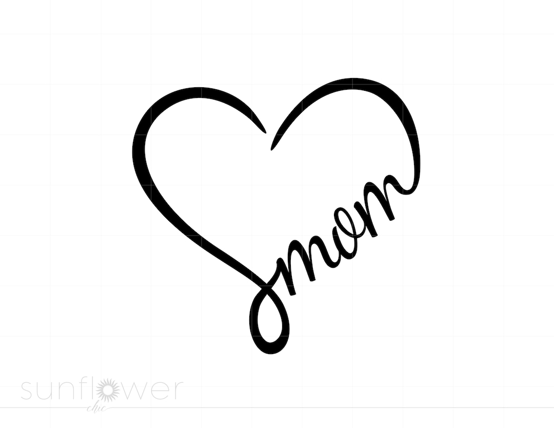 Mom Script Heart Svg Clipart, Mom Love Heart Svg Jpg Eps Pdf Png Dxf ...