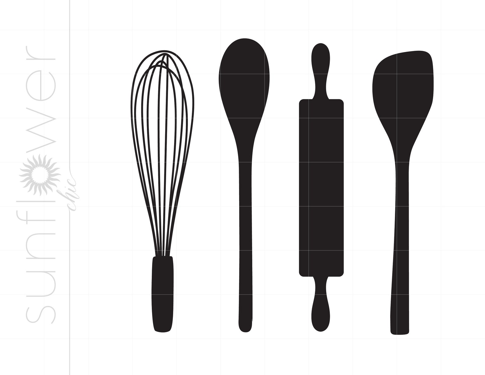 Baking Utensils SVG Clipart, Baking Tools Silhouette Cut File, Spoon ...