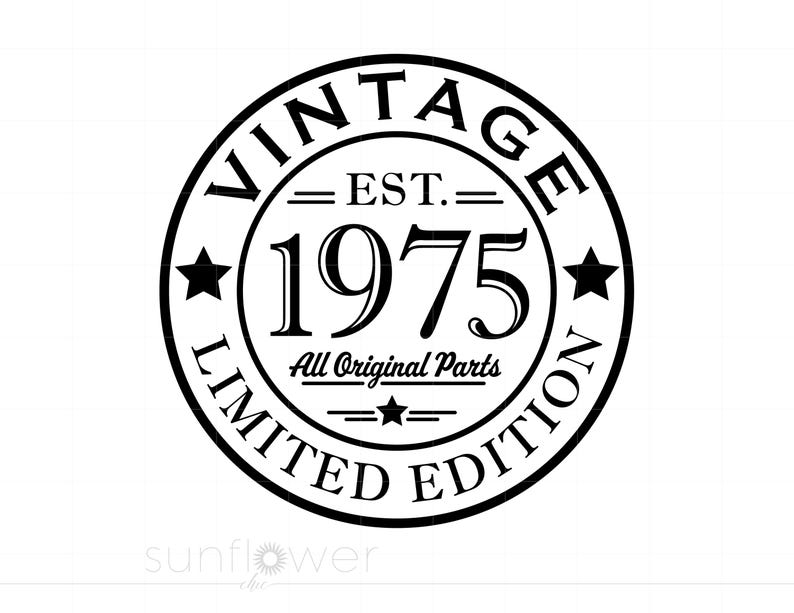 50th Birthday Svg, 1975 Birthday Svg, Born in 1975 Svg Download, 1975 ...
