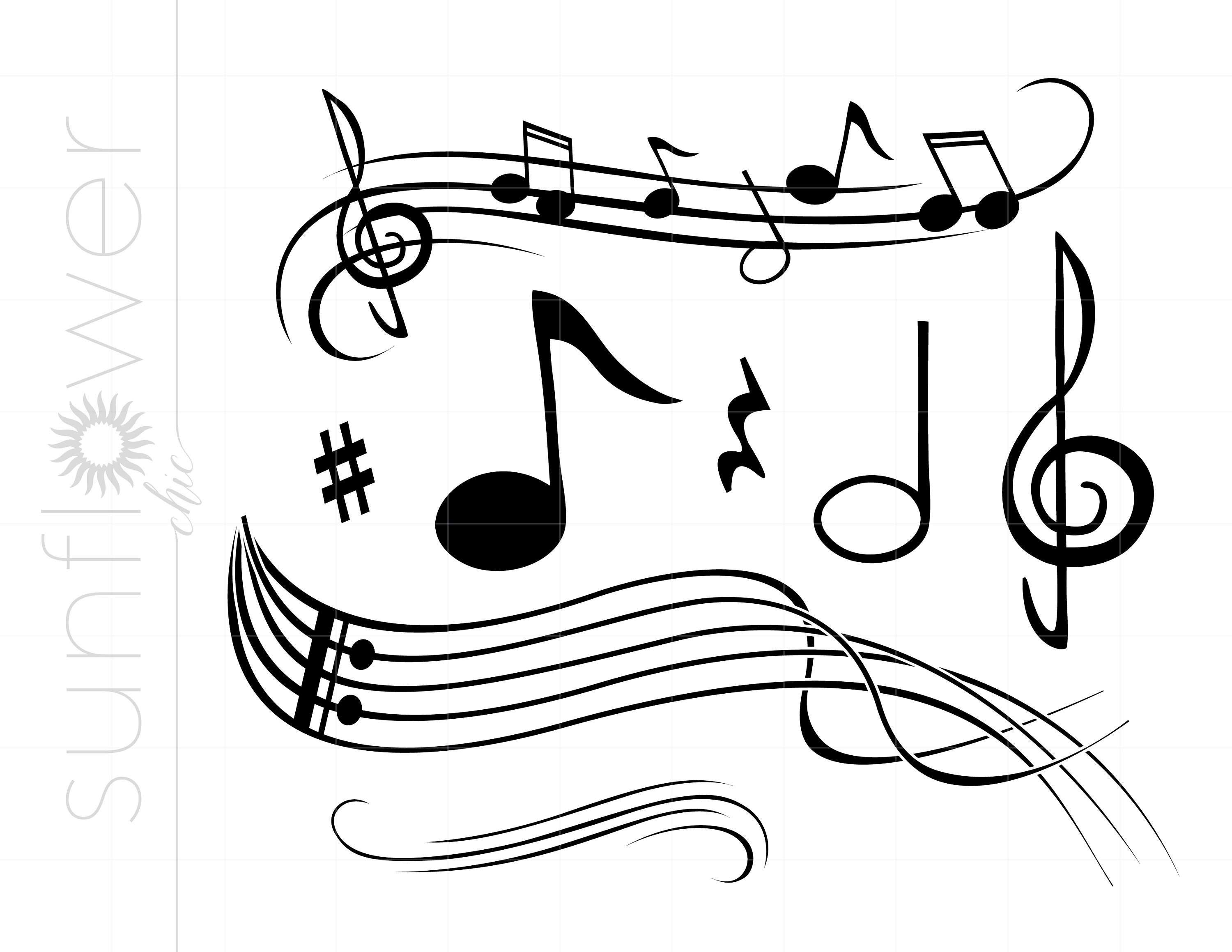 Music Notes Silhouette Cut Files Clipart Downloads Music - Etsy
