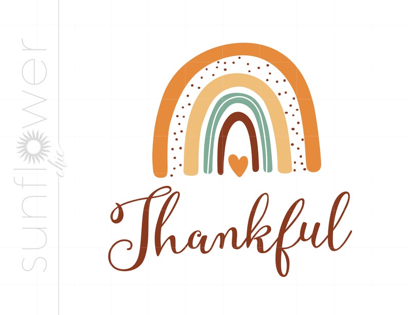 Thankful Rainbow SVG Boho Fall Rainbow Cricut Fall - Etsy
