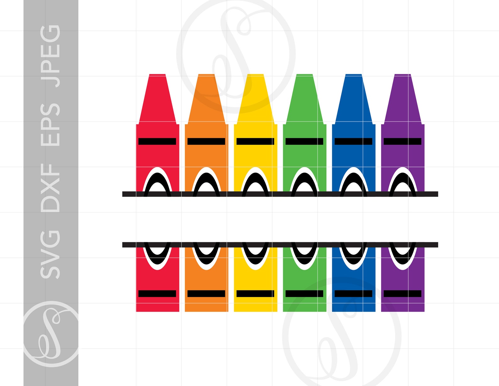 Crayons Split Frame SVG Clipart Crayon Split Frame | Etsy