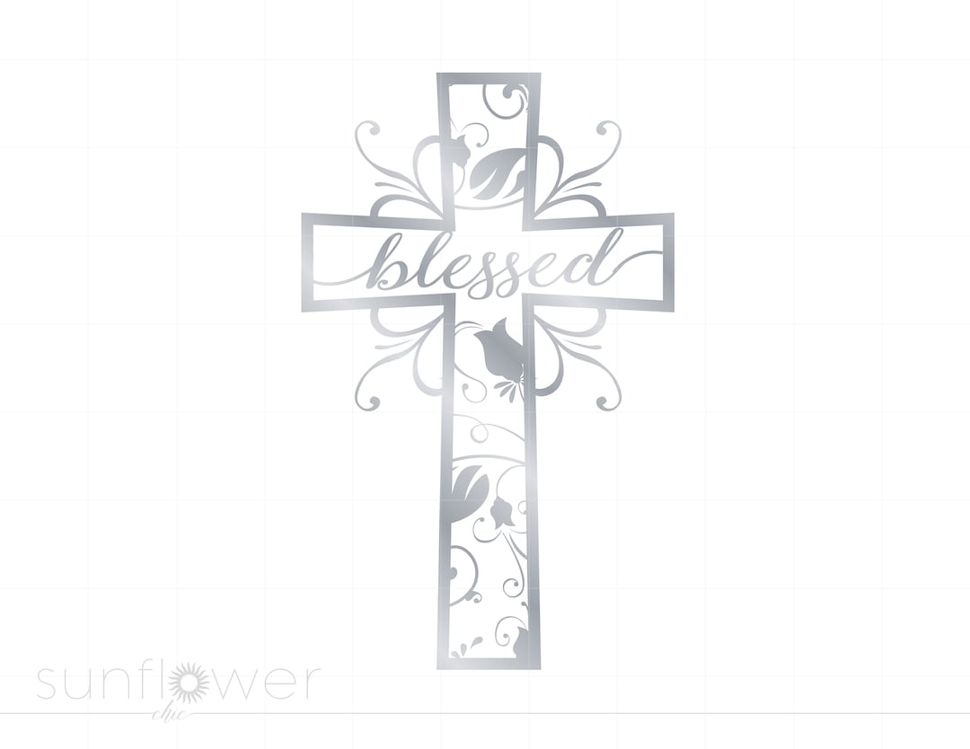 Silver Blessed Cross SVG Clipart, Christian Faith Cross Svg Jpg Eps Pdf ...