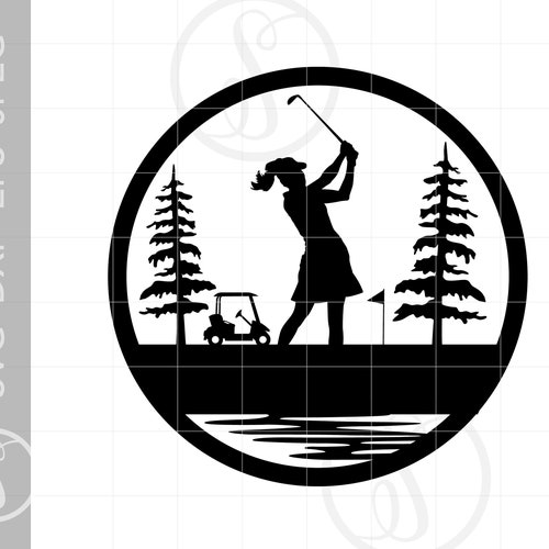 Lady Golfing SVG Monogram Frame Girl Golfer Silhouette - Etsy