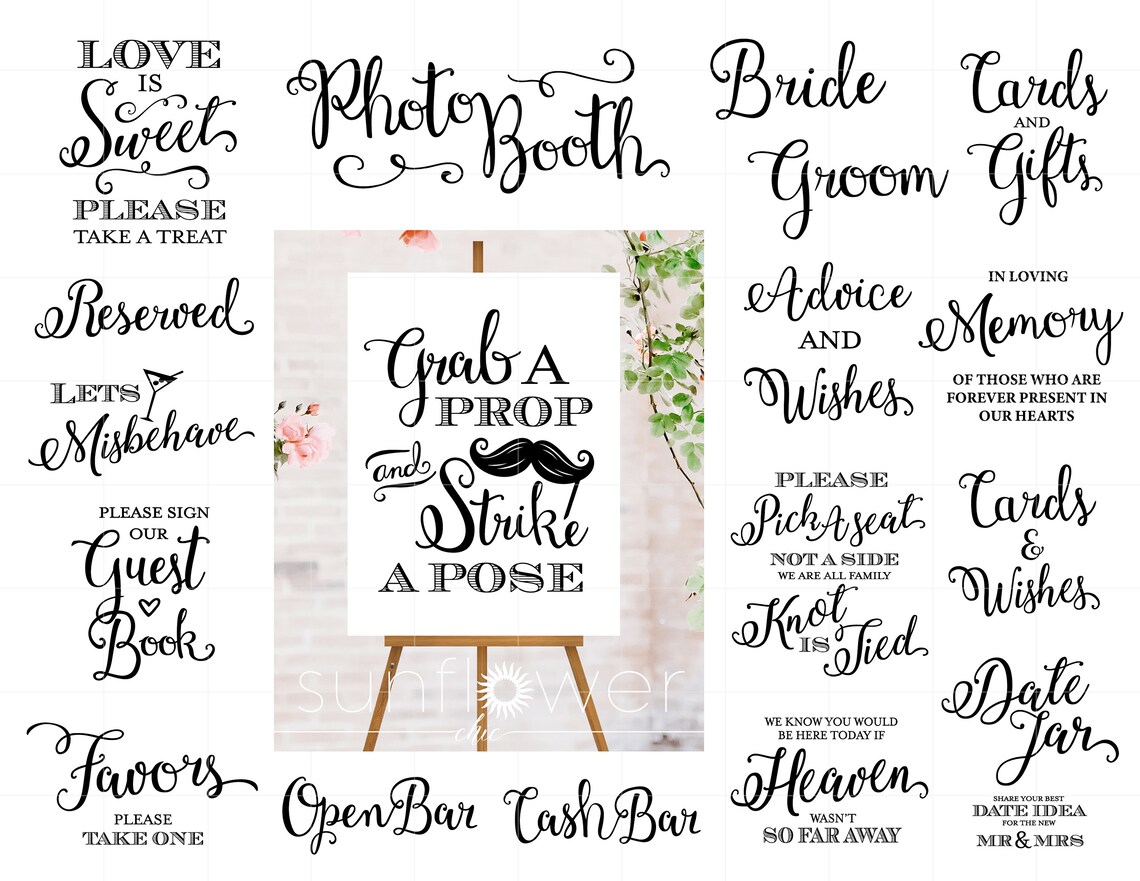 Wedding SVG Sign Art Wedding Svg Bundle Wedding Signage - Etsy