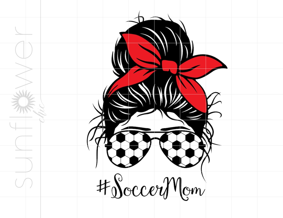 Soccer Mom Svg Soccer Messy Bun Svg Cut Files Hashtag - Etsy