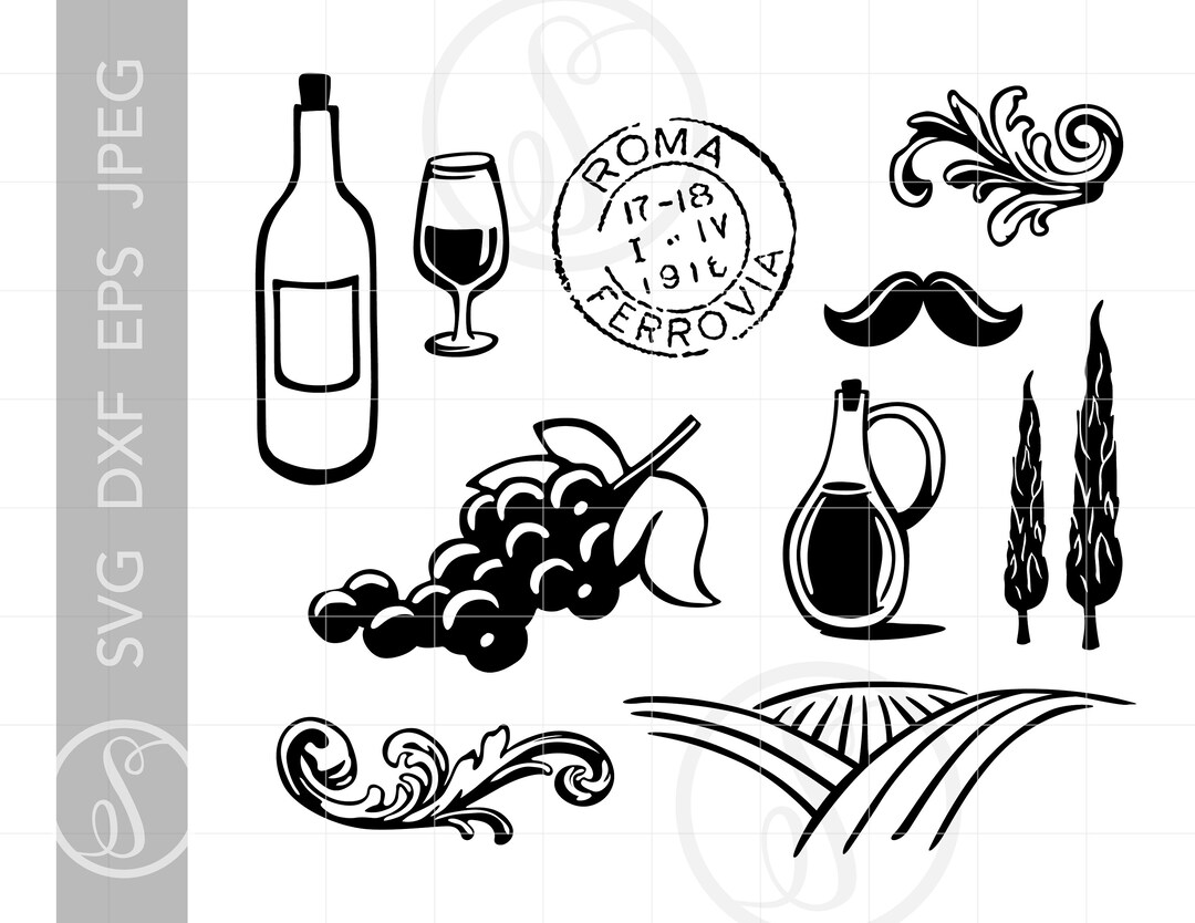 ITALY WINE Svg Cut File Clipart Downloads | Italian Wine Svg Dxf Pdf ...