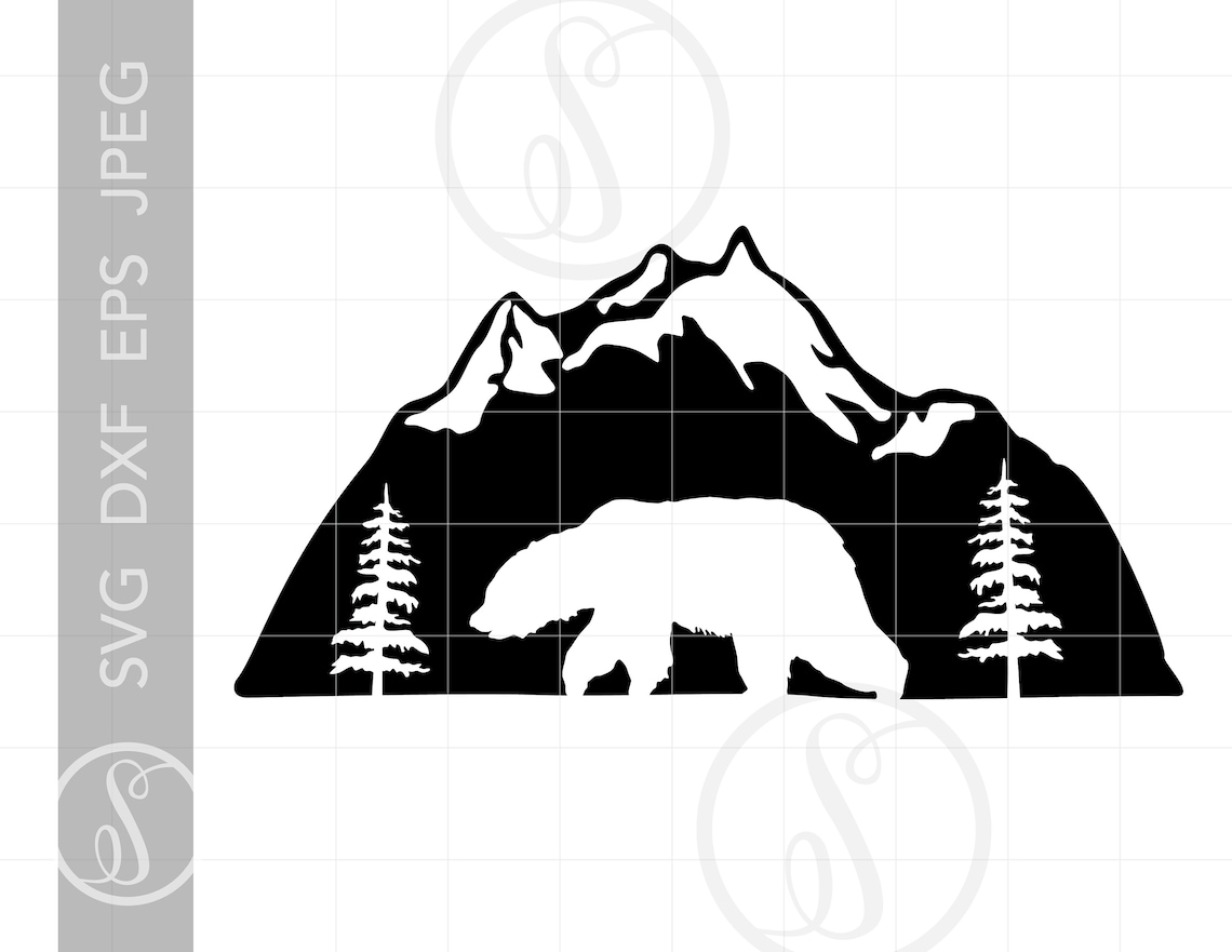 Bear Mountain Design SVG Bear Mountain Silhouette Cut File | Etsy