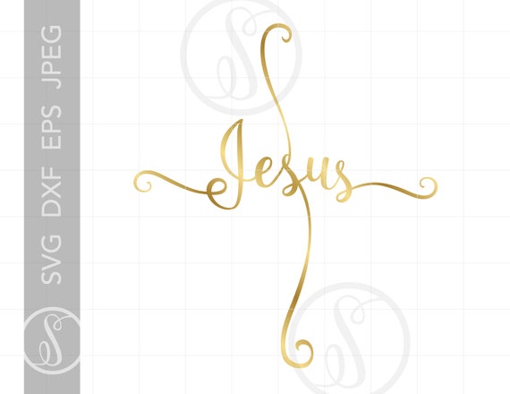 Gold JESUS SCRIPT CROSS Svg Print and Cut Files Clipart | Etsy