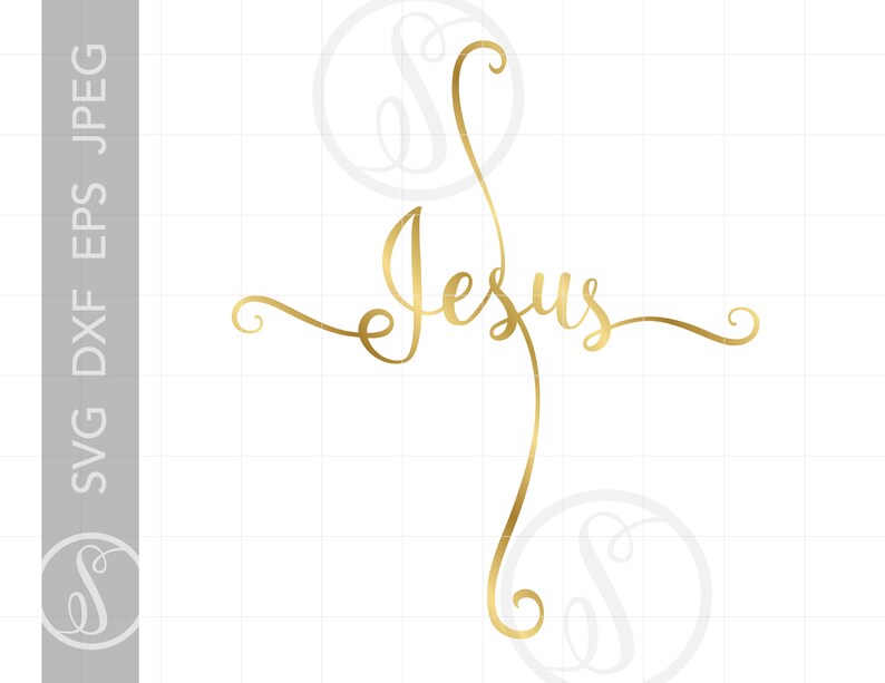 Gold JESUS SCRIPT CROSS Svg Print and Cut Files Clipart | Etsy