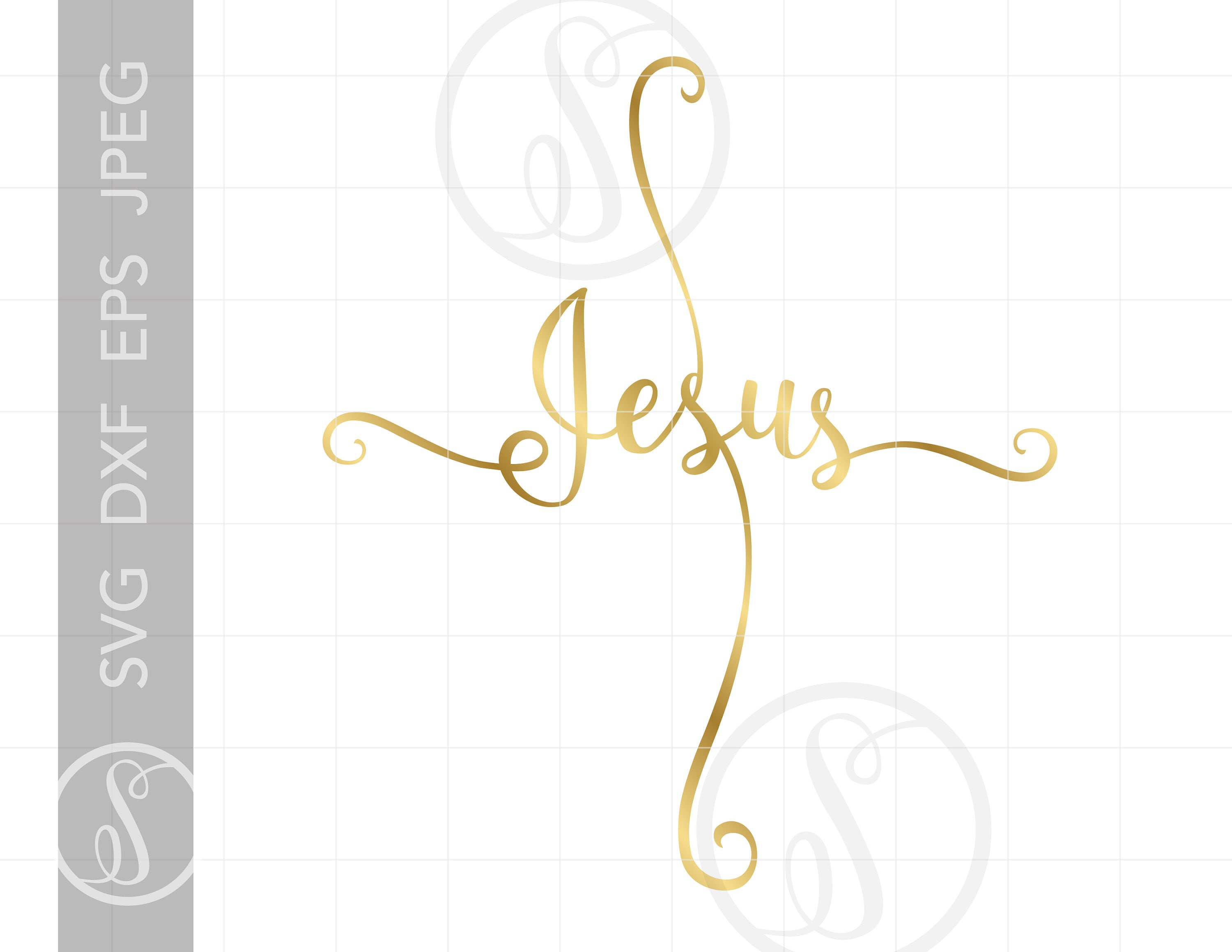 Gold JESUS SCRIPT CROSS Svg Print and Cut Files Clipart | Etsy India