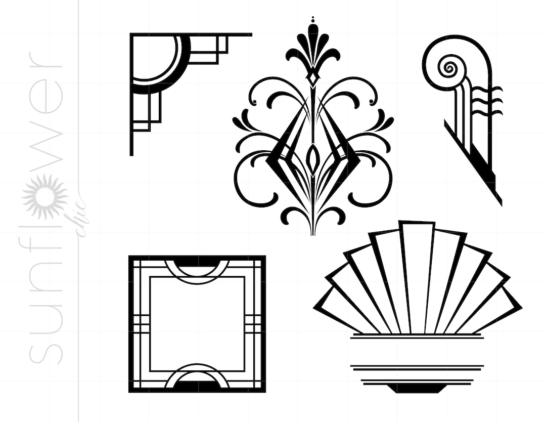 Art Deco SVG Dxf Eps Jpeg Downloads Art Deco Cut File Clipart | Art ...