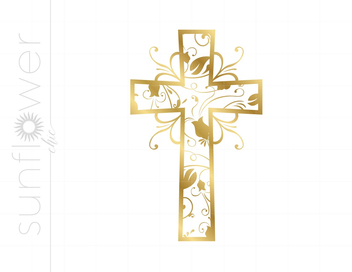 Gold Christian Art Cross Svg Vector Clipart Downloads | Gold Religious ...