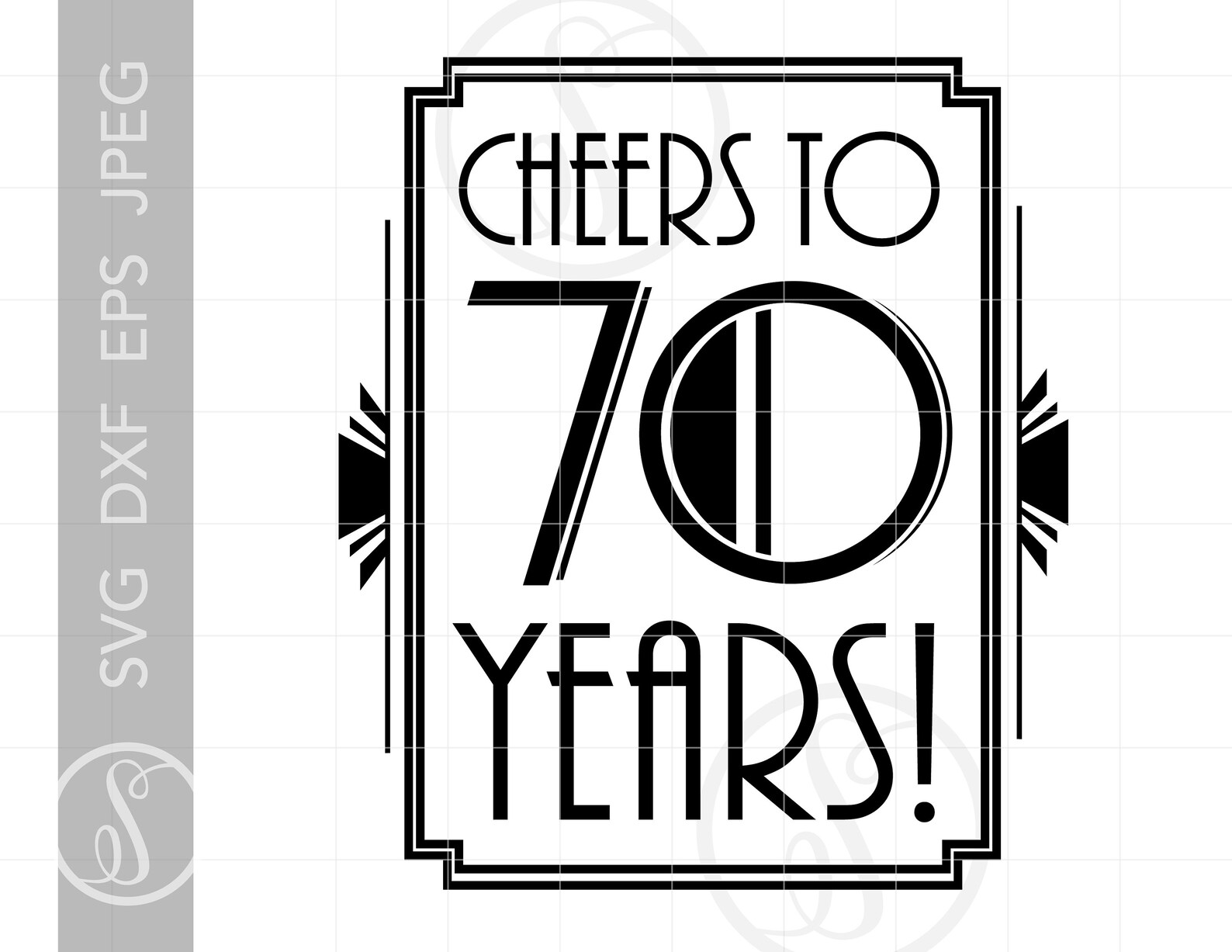 Art Deco Cheers to 70 Years Svg Download 70th Party SVG Dxf - Etsy