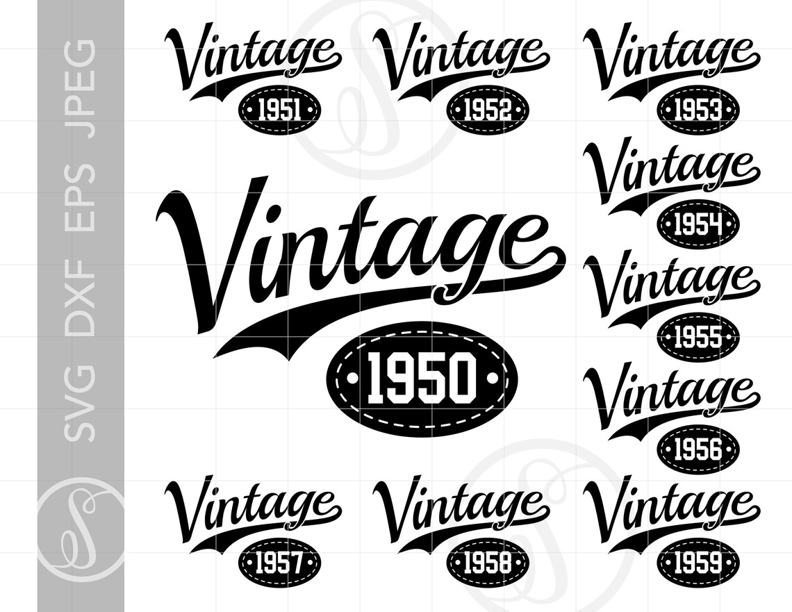 Vintage 1950-59 SVG Clipart Vintage 1950-59 Cut File for - Etsy