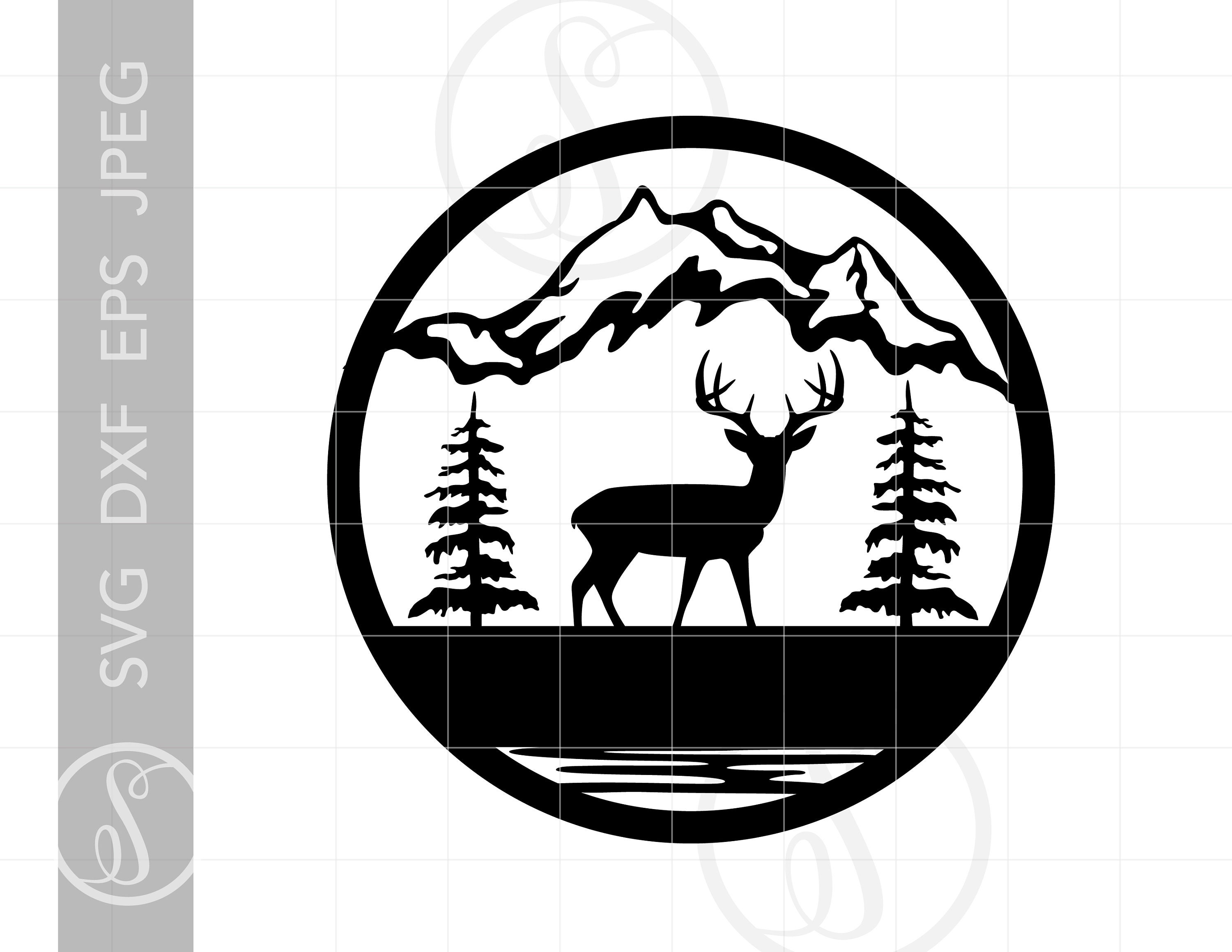Deer Mountains Monogram Design SVG Deer Mountain Silhouette - Etsy UK