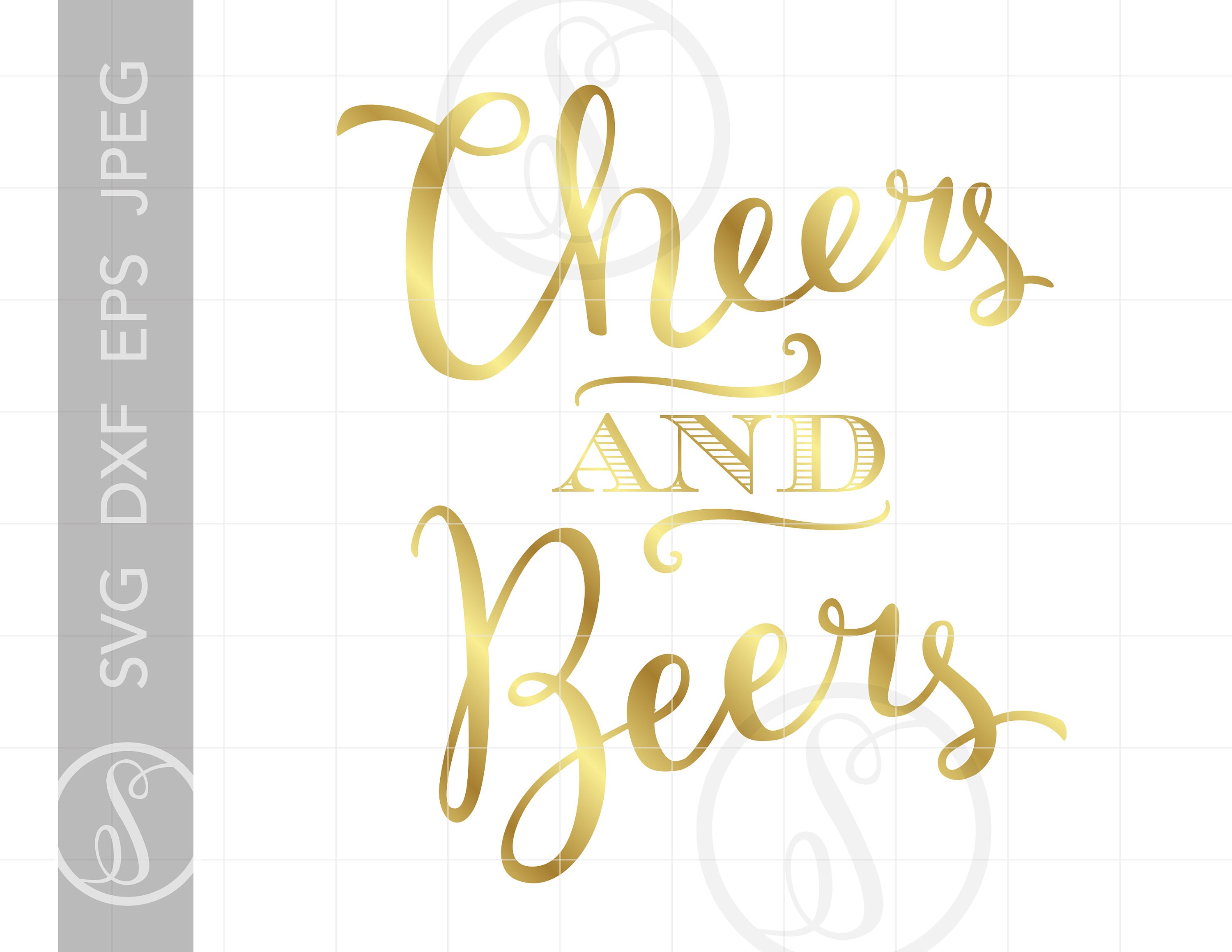Gold Cheers and Beers Svg Print and Cut Art | Gold Bar Sign Svg File ...